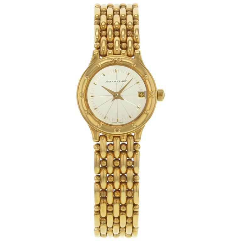 Audemars Piguet Round Silver Dial 18 Karat Yellow Gold Quartz Ladies Watch at 1stDibs