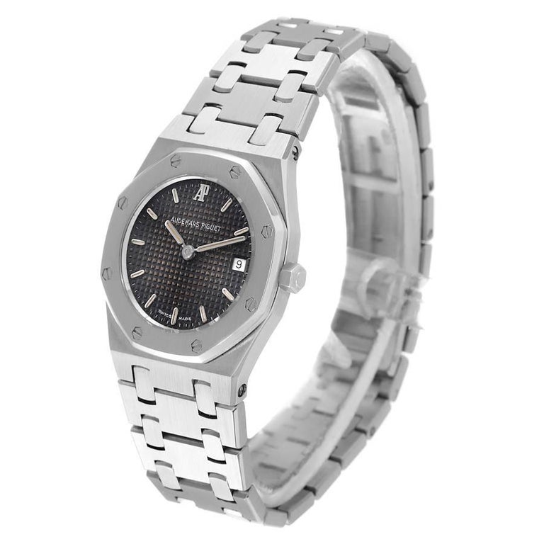 Audemars Piguet Royal Oak Steel Black Dial Ladies Watch at 1stDibs