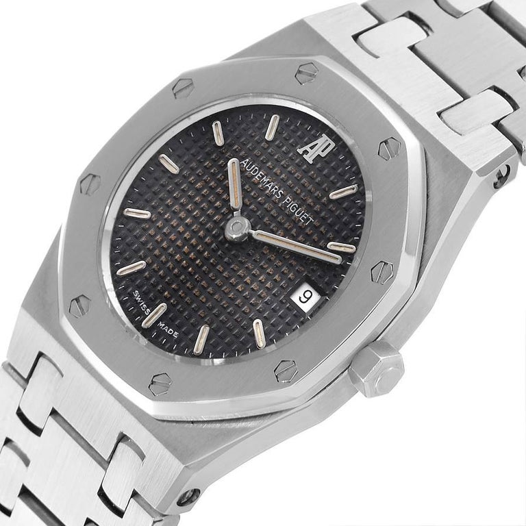 Audemars Piguet Royal Oak Steel Black Dial Ladies Watch at 1stDibs