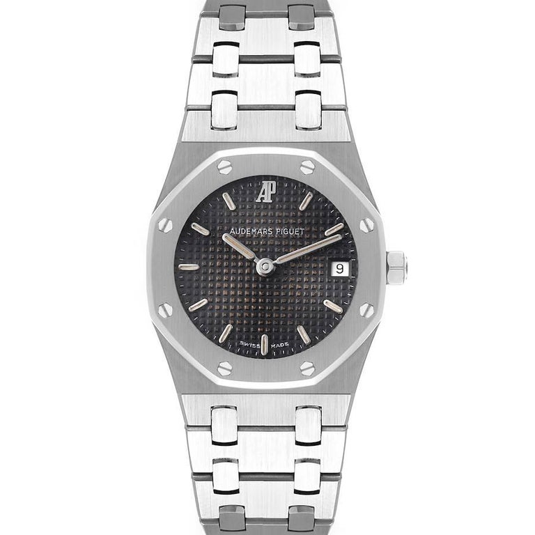 Audemars Piguet Royal Oak Steel Black Dial Ladies Watch at 1stDibs