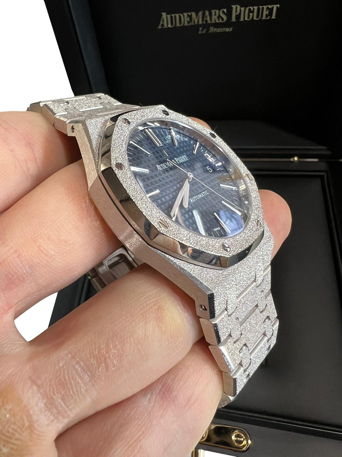 Audemars Piguet Royal Oak 41mm Frosted Blue Dial White Gold Watch ...