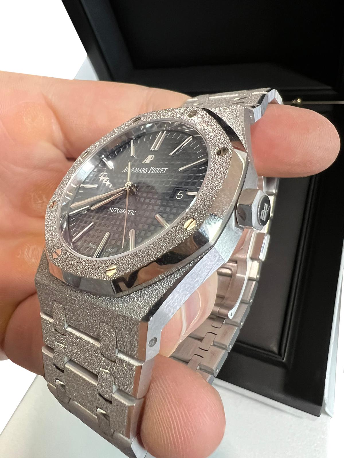 Audemars Piguet Royal Oak 41mm Frosted Blue Dial White Gold Watch ...