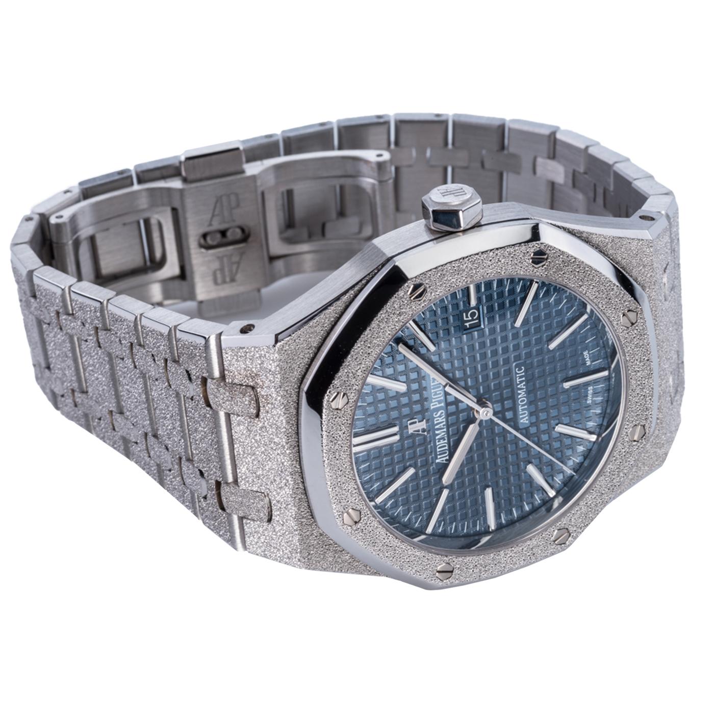 Audemars Piguet Royal Oak 41mm Frosted Blue Dial White Gold Watch ...