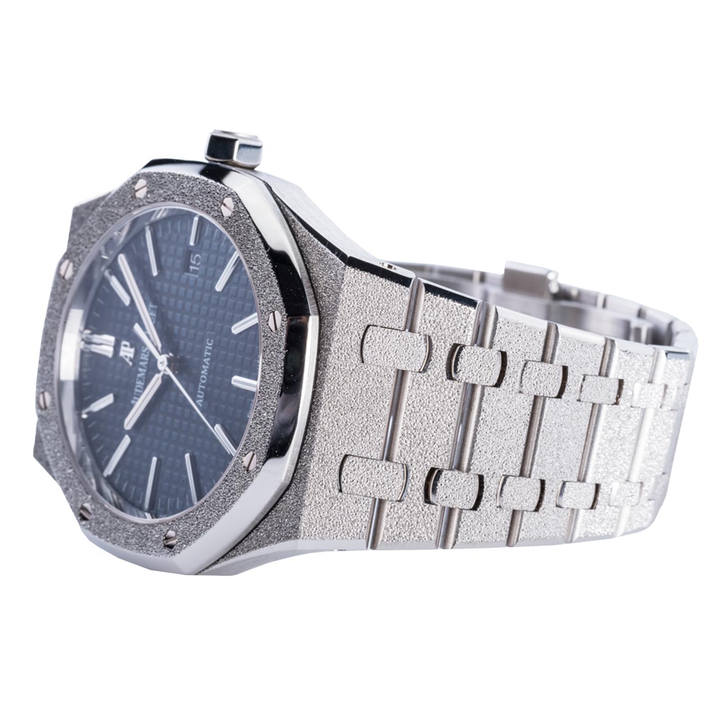 Audemars Piguet Royal Oak 41mm Frosted Blue Dial White Gold Watch ...