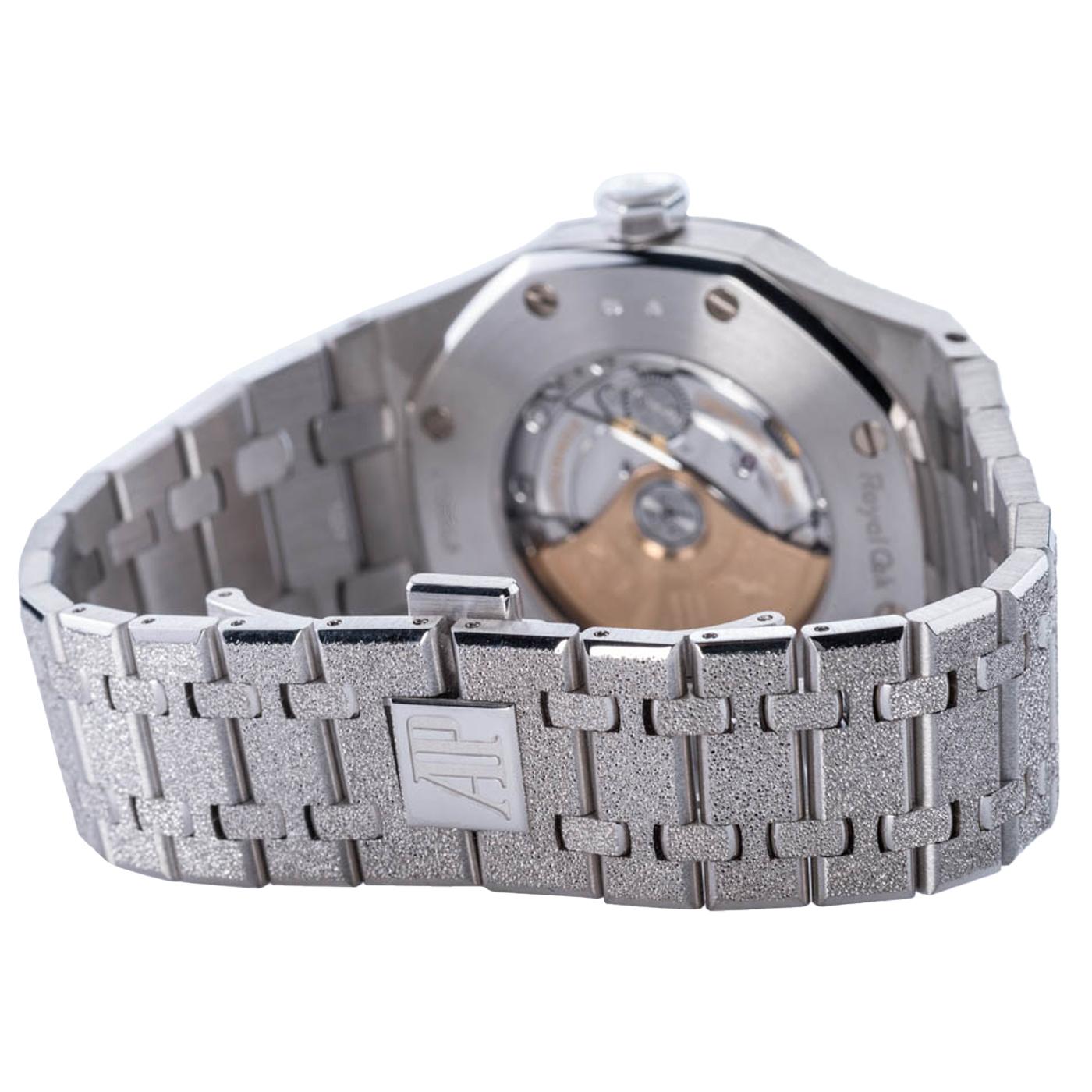 Audemars Piguet Royal Oak 41mm Frosted Blue Dial White Gold Watch ...