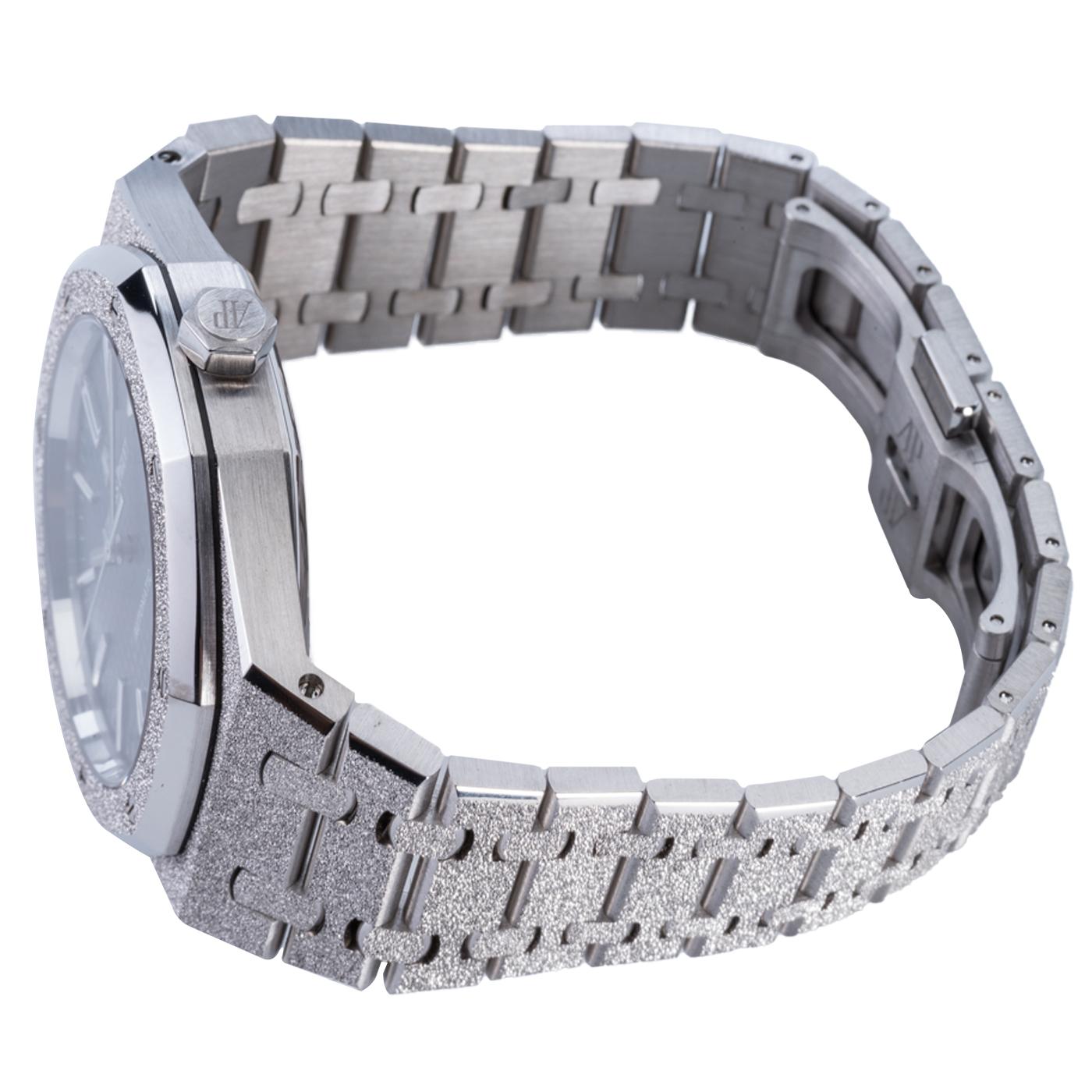 Audemars Piguet Royal Oak 41mm Frosted Blue Dial White Gold Watch ...