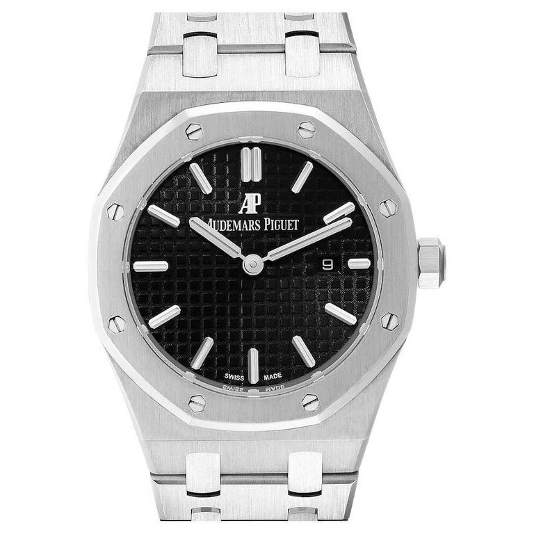 Audemars Piguet Royal Oak Black Dial Steel Ladies Watch 67650ST Box ...