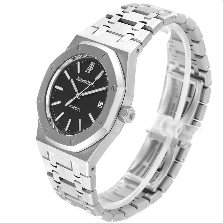 Audemars Piguet Royal Oak Black Dial Steel Men's Watch 15300 For Sale ...