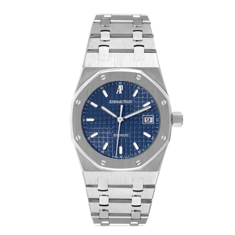Audemars Piguet Royal Oak Blue Dial Steel Mens Watch 15000ST Papers at ...