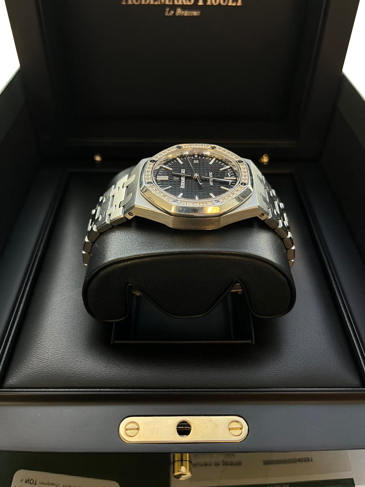 Audemars Piguet Royal Oak Lady Diamond Bezel Black Dial 15451ST.ZZ ...