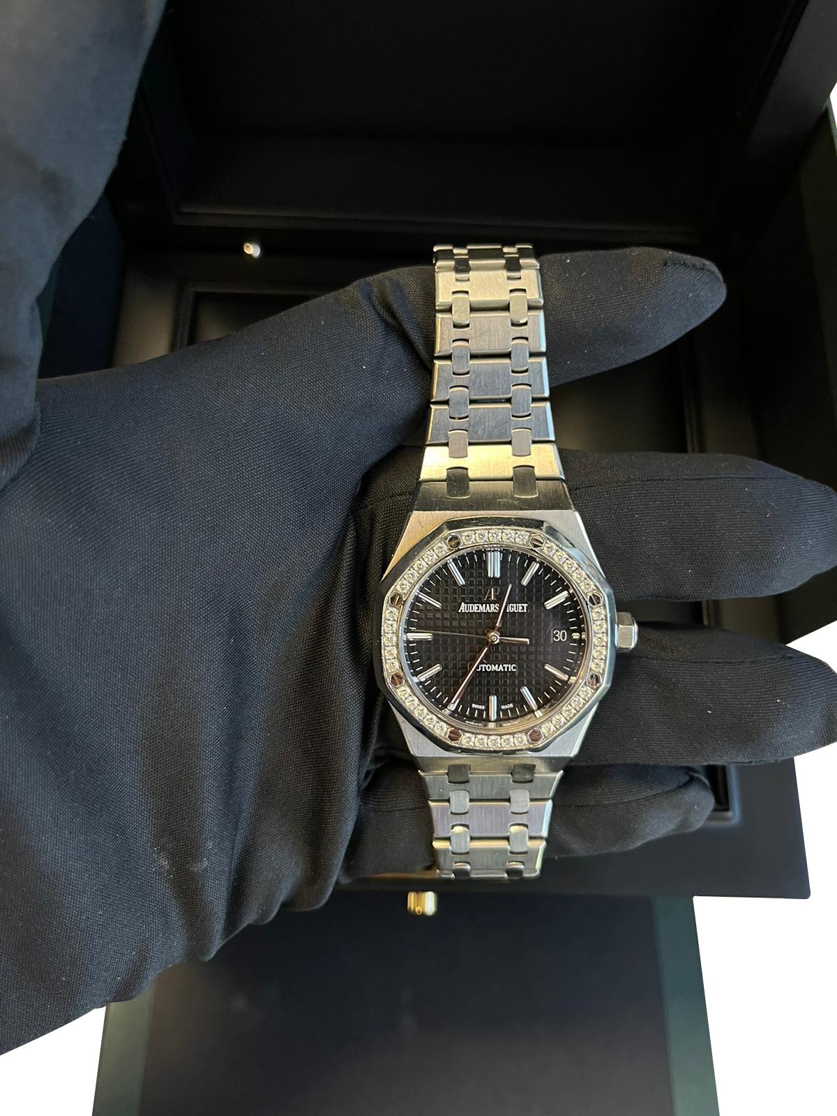 Audemars Piguet Royal Oak Lady Diamond Bezel Black Dial 15451ST.ZZ ...