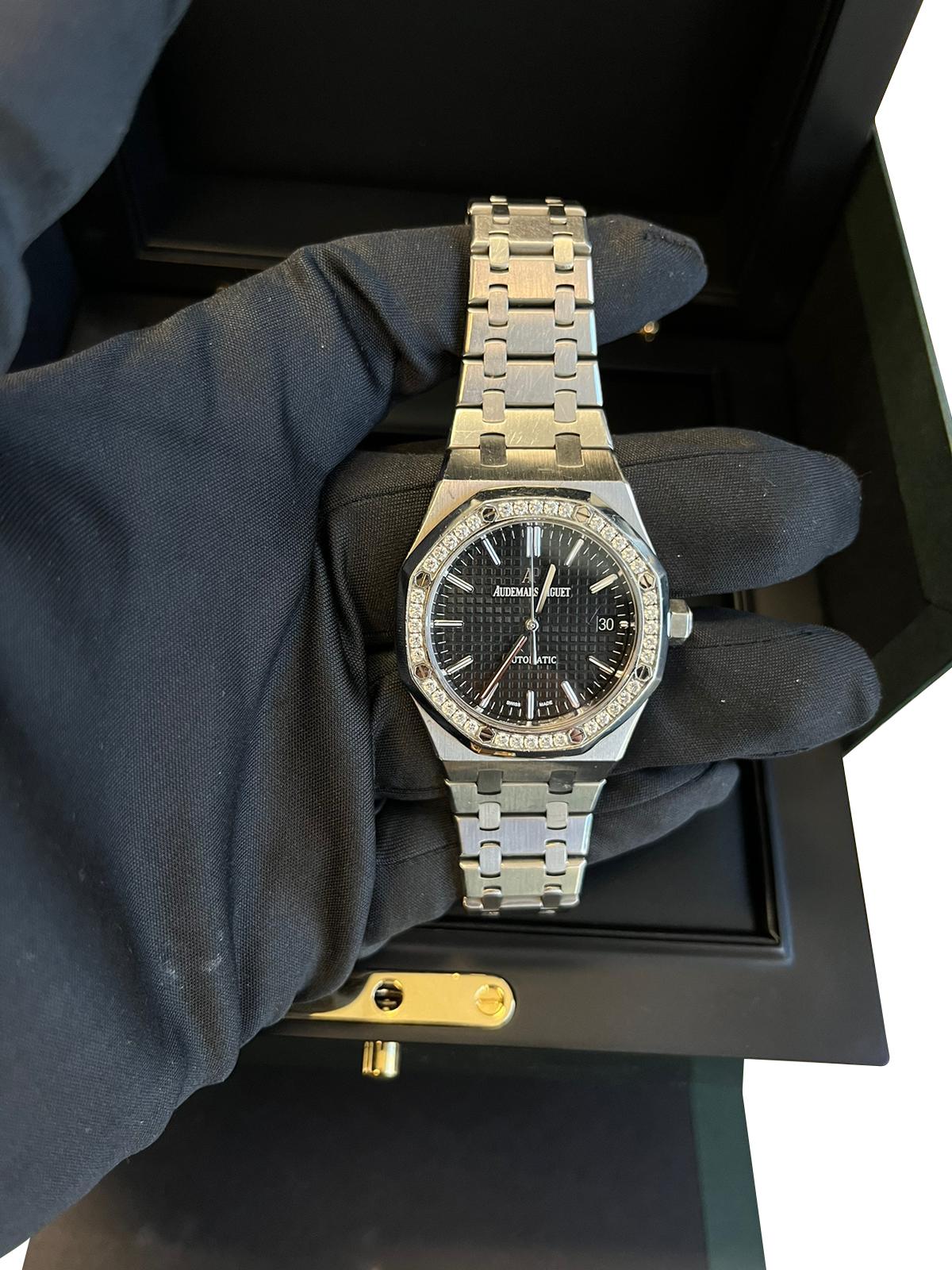 Audemars Piguet Royal Oak Lady Diamond Bezel Black Dial 15451ST.ZZ ...