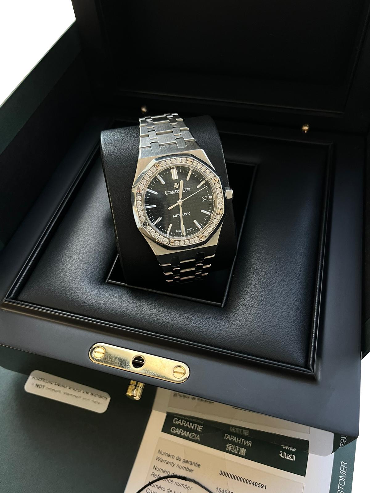 Audemars Piguet Royal Oak Lady Diamond Bezel Black Dial 15451ST.ZZ ...