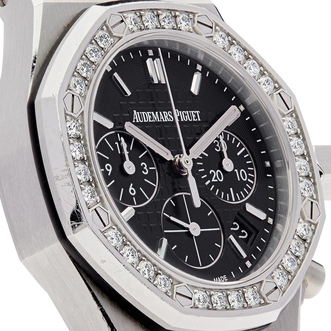 Audemars Piguet Royal Oak Offshore Steel Black Dial Diamond Bezel ...