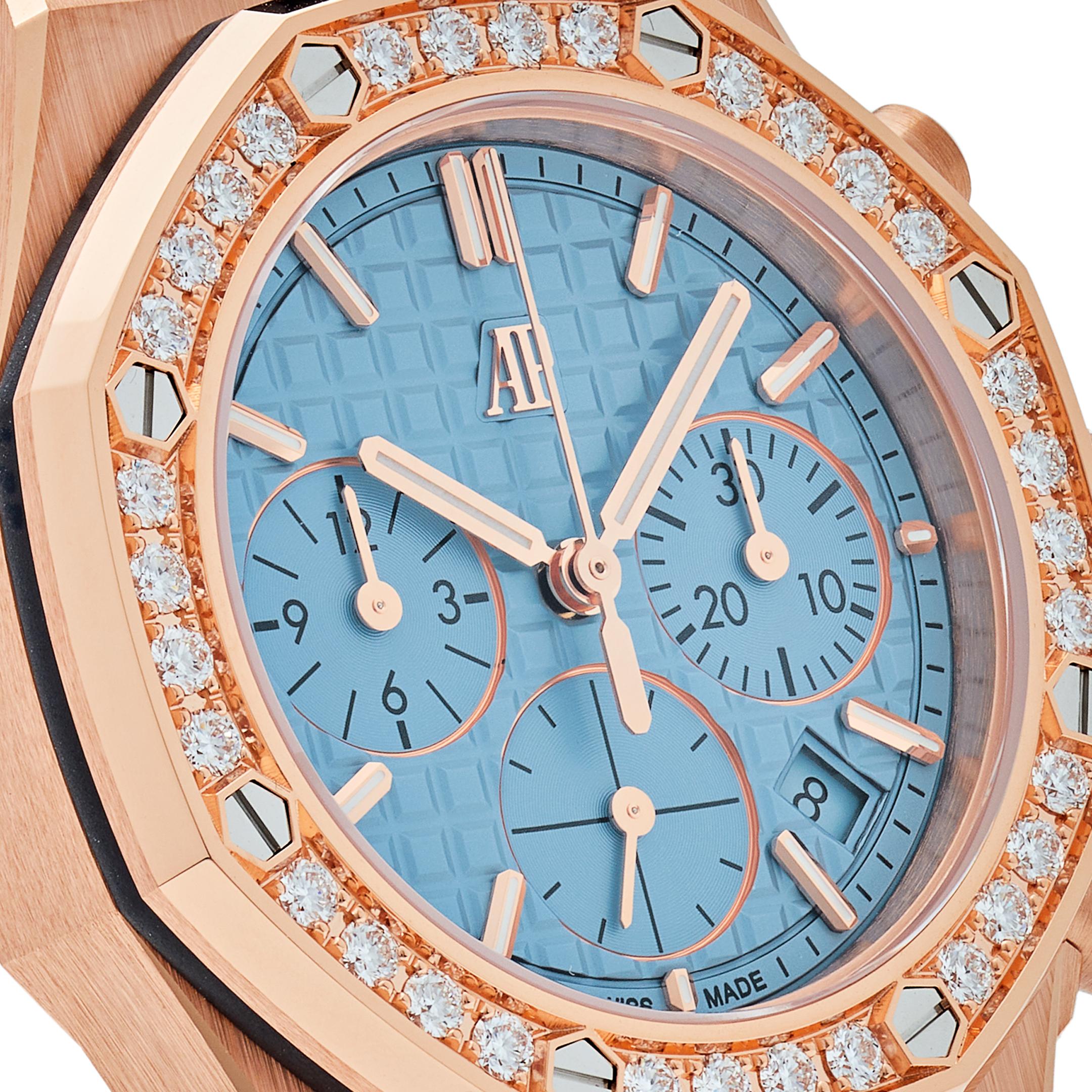 Audemars Piguet Royal Oak Offshore Chronograph Blue Dial Diamond Bezel ...