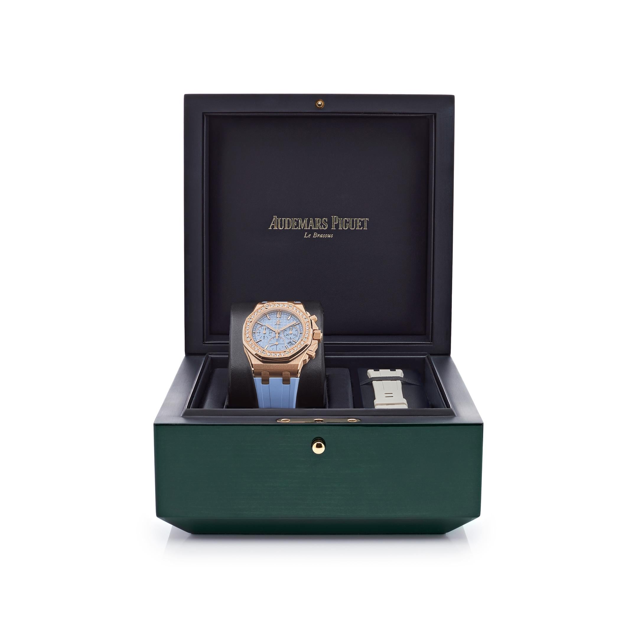 Audemars Piguet Royal Oak Offshore Chronograph Blue Dial Diamond Bezel ...