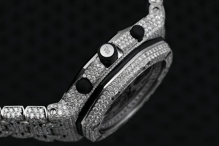 Audemars Piguet Royal Oak Offshore Chronograph Fully Iced Out Watch For ...