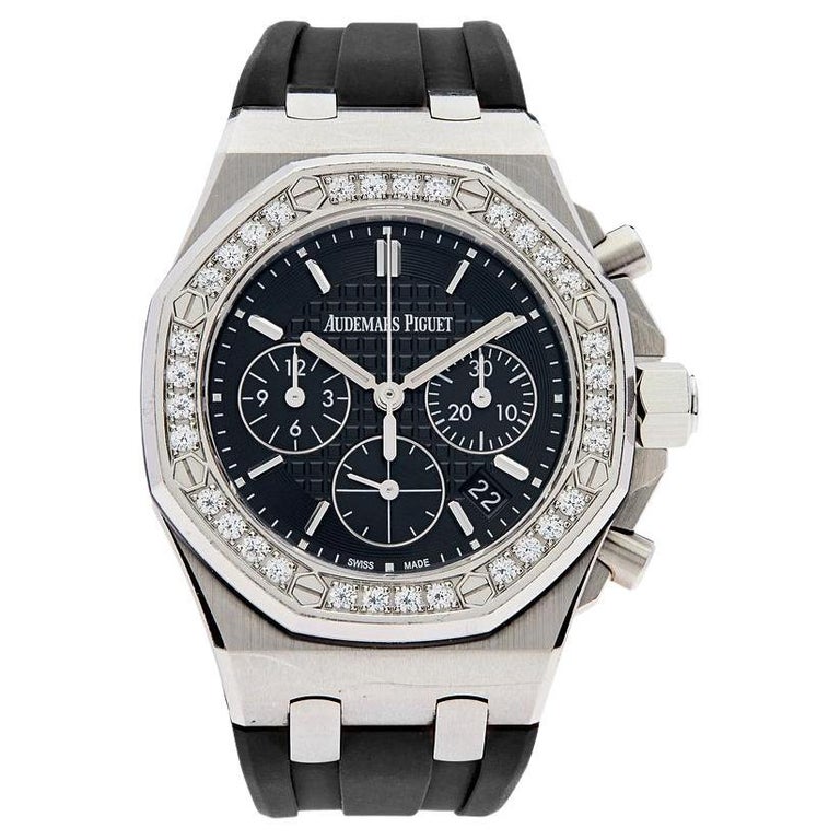 Audemars Piguet Royal Oak Offshore Steel Black Dial Diamond Bezel ...