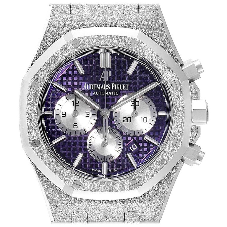 Audemars Piguet Royal Oak Purple Dial White Frosted Gold Watch 26331BC ...