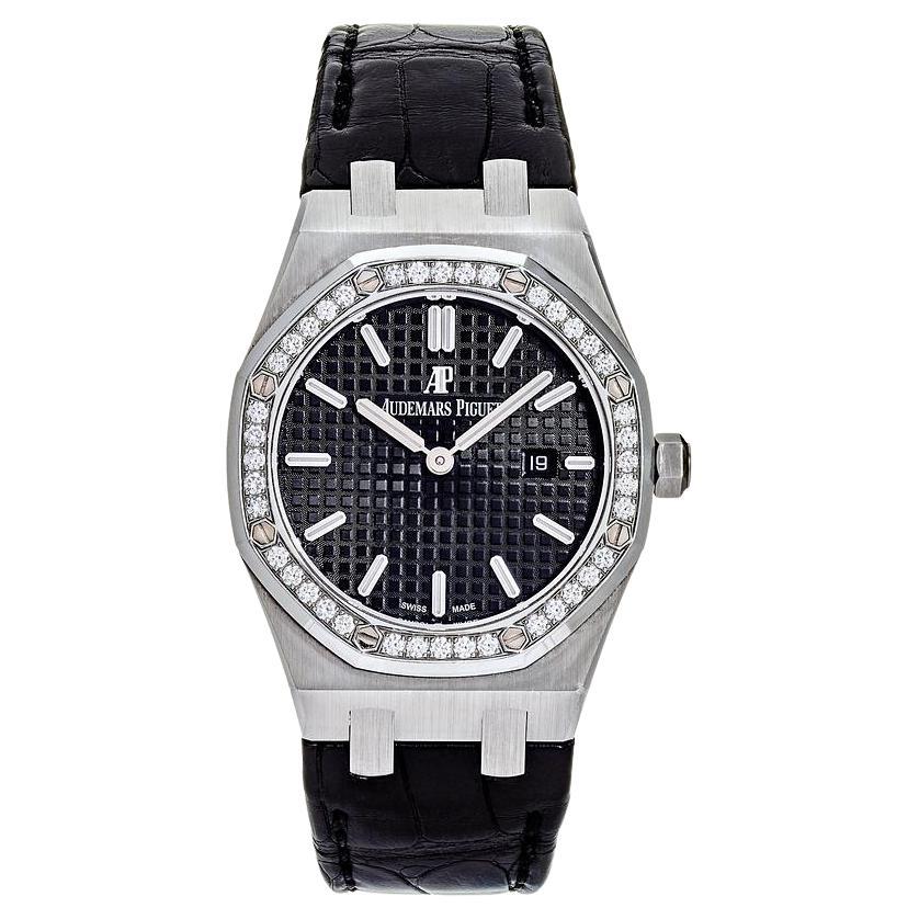 Audemars Piguet Royal Oak Quartz Rose Gold Brown Dial Diamond Bezel ...