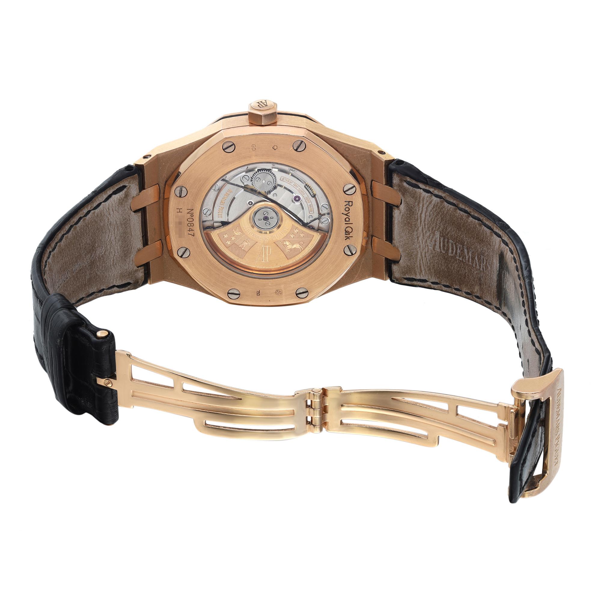 Audemars Piguet Royal Oak Rose Gold Black Dial Men Watch 15400OR.OO ...