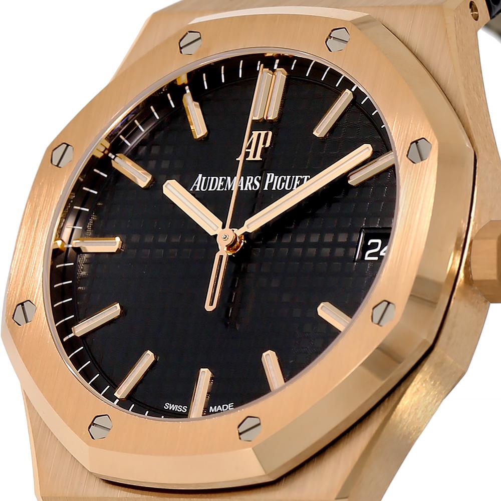 Audemars Piguet Royal Oak Rose Gold Black Strap Watch 15500OR.OO.D002CR ...