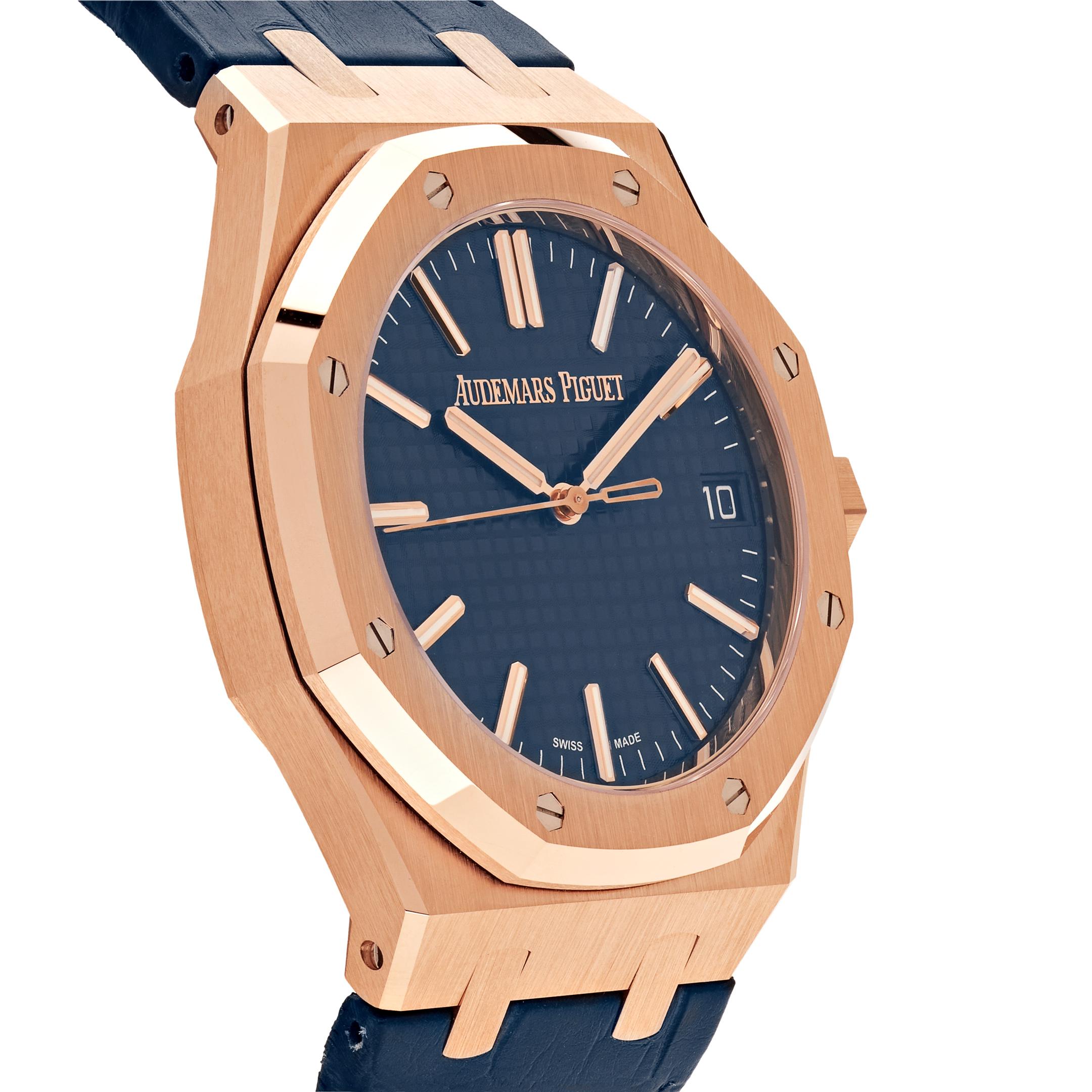 Audemars Piguet Royal Oak Selfwinding 41mm Rose Gold Blue Dial 15510OR ...