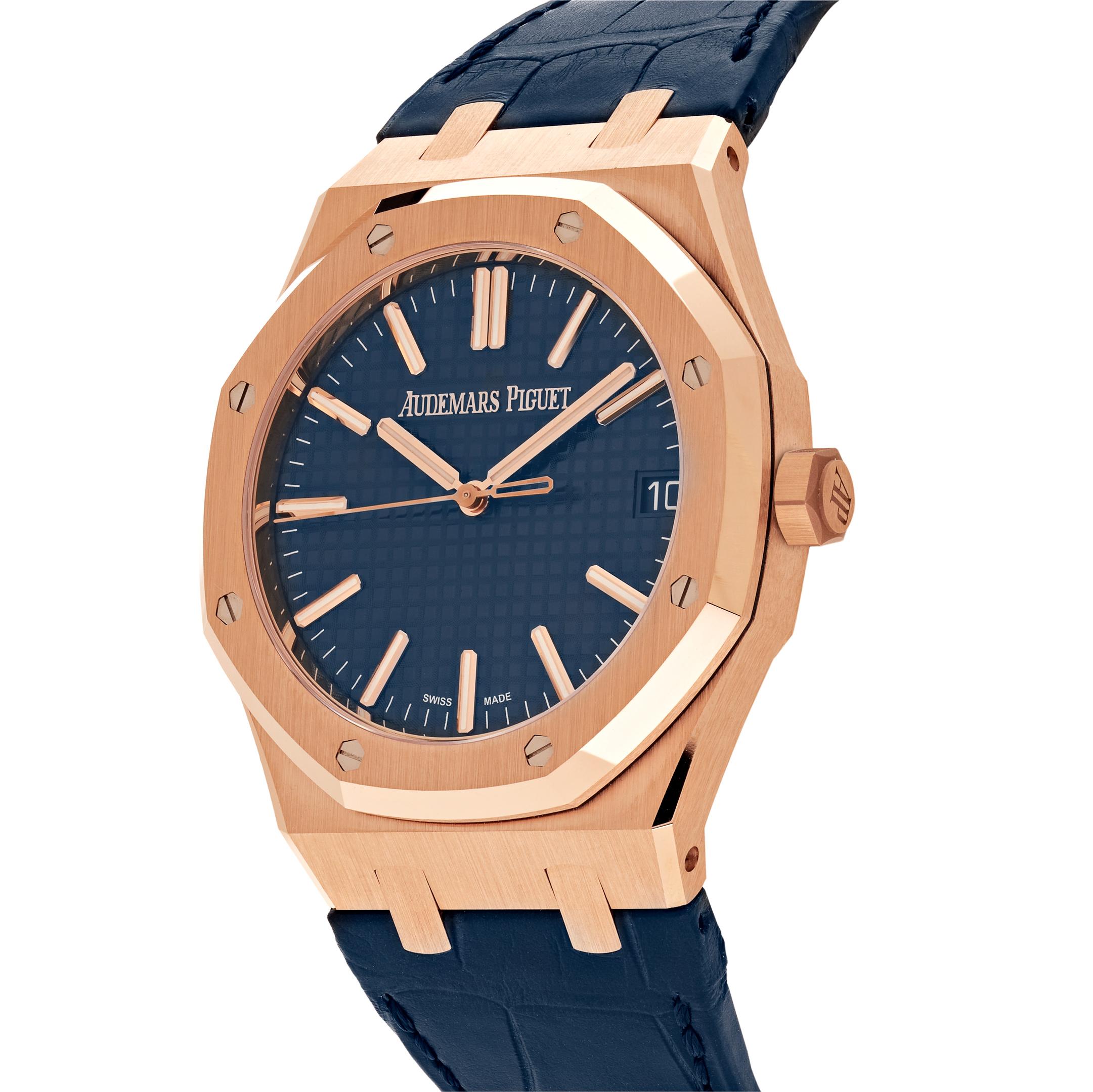 Audemars Piguet Royal Oak Selfwinding 41mm Rose Gold Blue Dial 15510OR ...