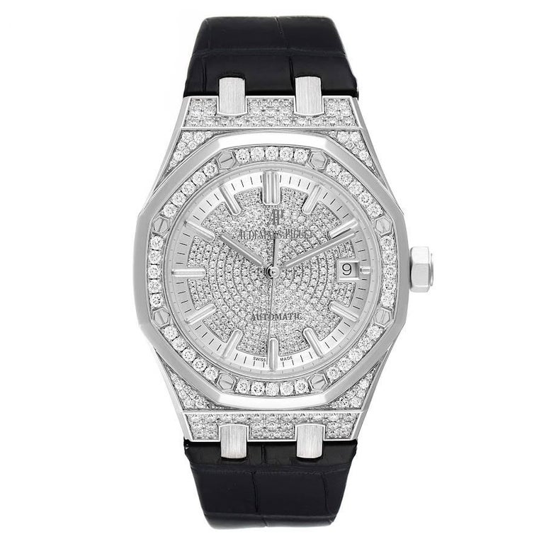 Audemars Piguet Royal Oak White Gold Diamond Mens Watch 15452bc Box ...