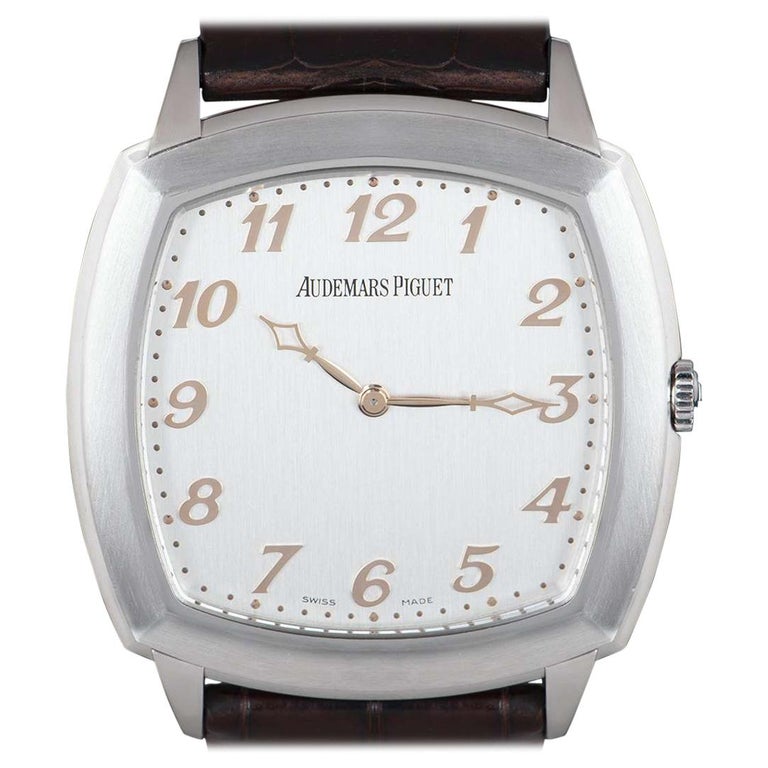 Audemars Piguet Tradition Extra-Thin Gents Platinum Silver Opaline Dial ...