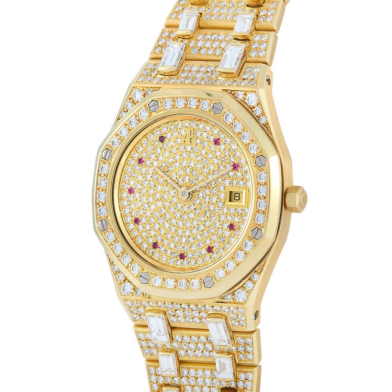 Audemars Piguet Vintage Royal Oak Yellow Gold Diamond and Ruby Watch ...
