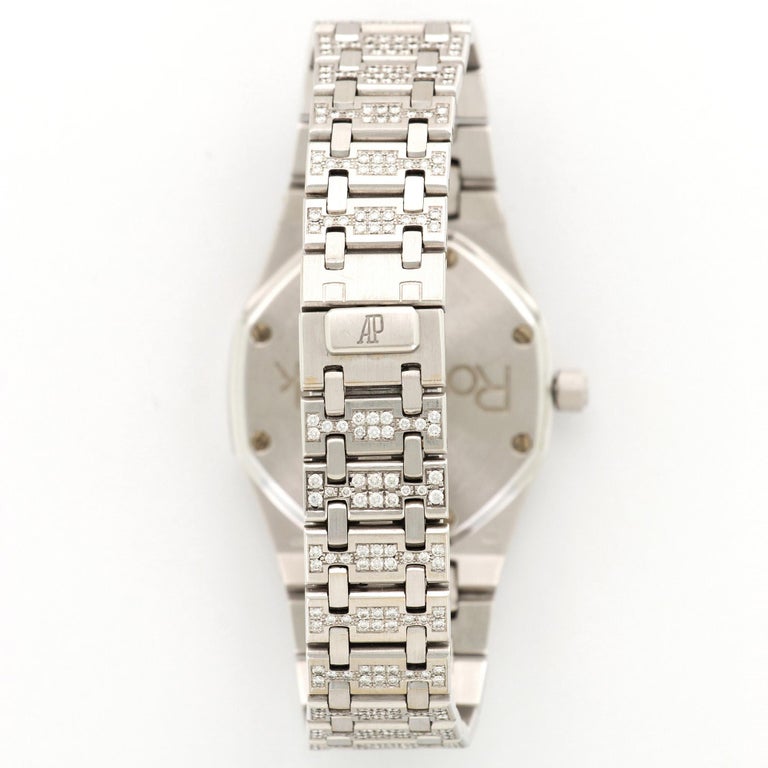 Audemars Piguet White Gold Royal Oak Diamond and Emerald Watch For Sale ...