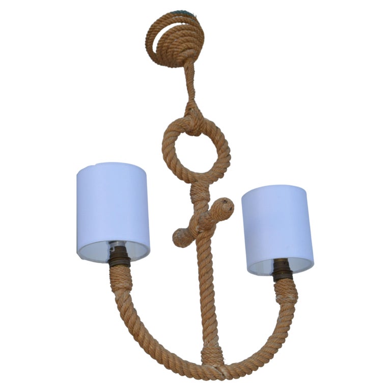 Audoux Minet 2-Light Handwoven French Rope Chandelier Nautical Anchor ...