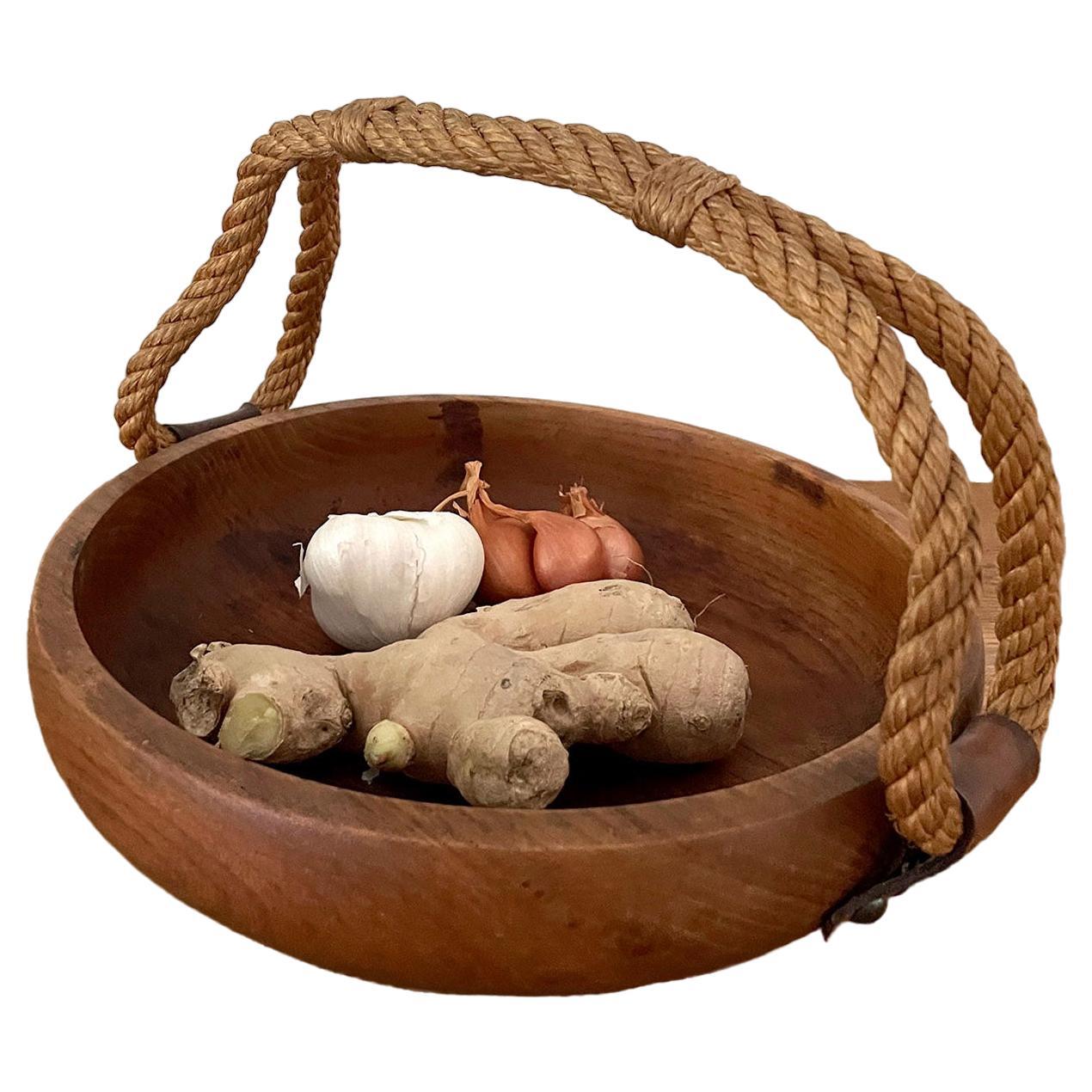 Audoux Minet Carved Oak and Rope Catch All For Sale at 1stDibs
