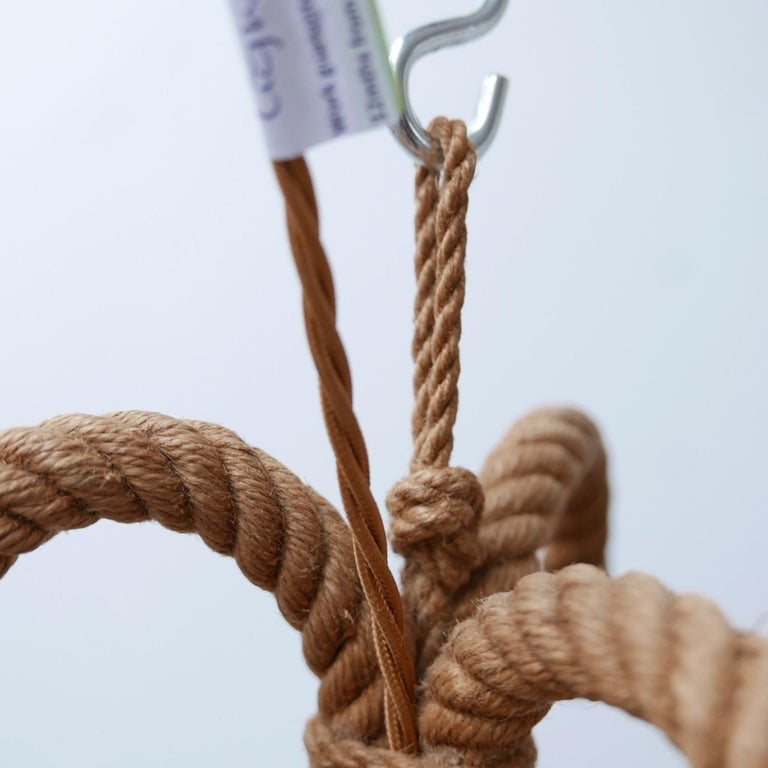 Audoux Minet Style French Midcentury Rope Cord Pendant Light For Sale ...