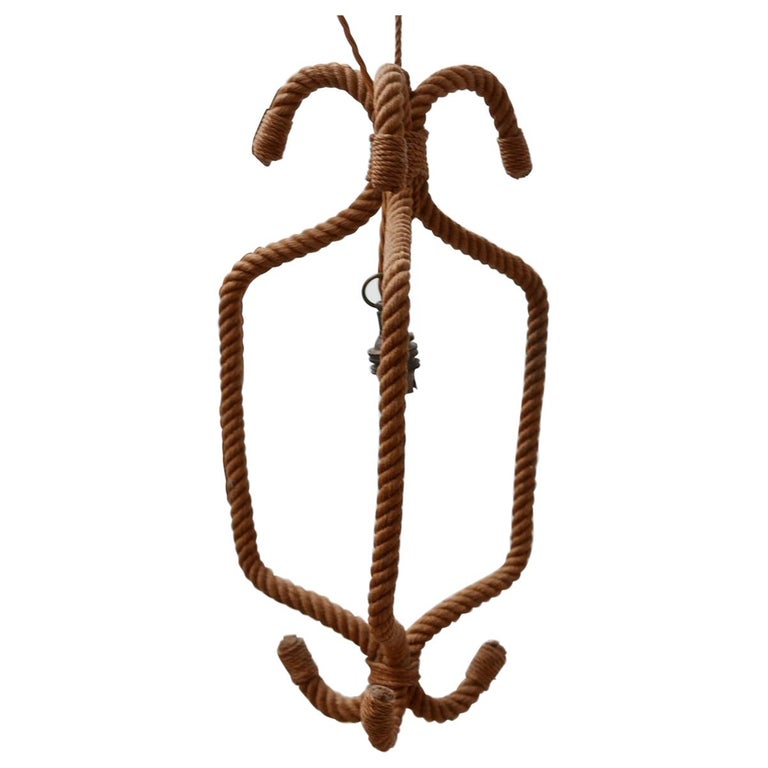 Audoux Minet Style French Midcentury Rope Cord Pendant Light For Sale ...