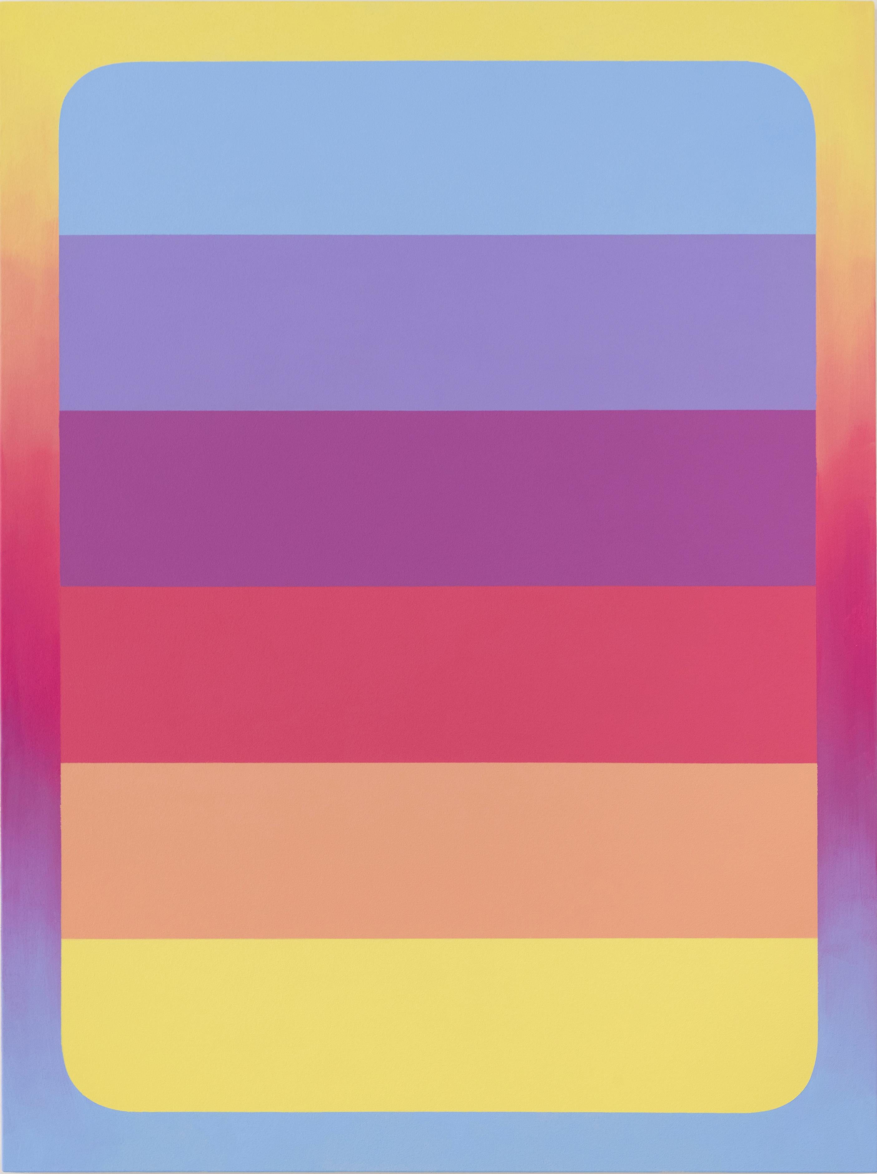Audrey Stone - By Six, Vertical Abstract Painting, Stripes, Pink ...