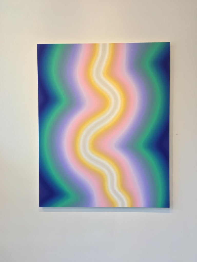 Audrey Stone - Through Through, Vertical Abstract Painting, Curving ...