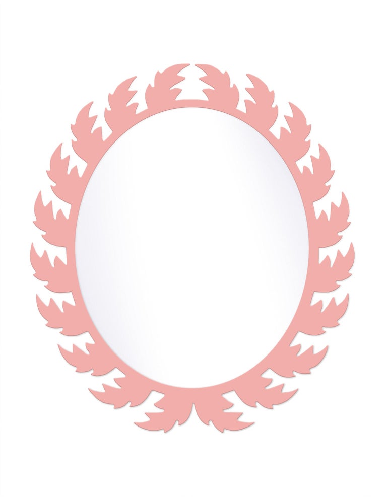 Audubon Oval Mirror in Pink Punch For Sale at 1stDibs