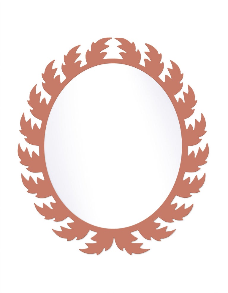 Audubon Oval Mirror in Red Earth For Sale at 1stDibs