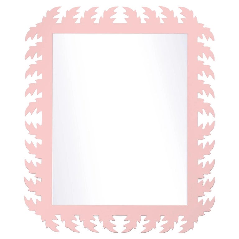 Audubon Rectangle Mirror in Authentic Pink For Sale at 1stDibs