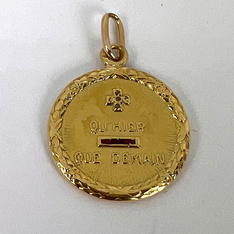 Augis French Plus Hier Ruby Diamond 18K Yellow Gold Love Charm Pendant ...