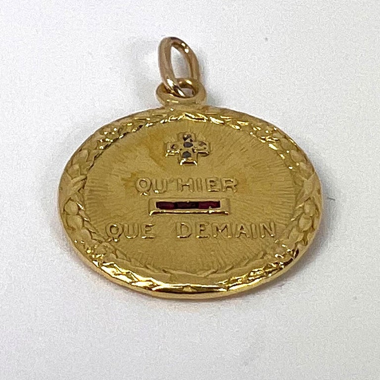 Augis French Plus Hier Ruby Diamond 18K Yellow Gold Love Charm Pendant ...