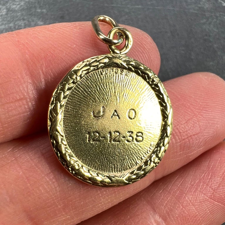 Augis French Plus Hier Ruby Diamond 18K Yellow Gold Love Charm Pendant ...