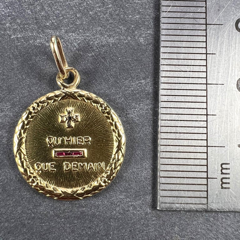 Augis French Plus Hier Ruby Diamond 18K Yellow Gold Love Charm Pendant ...