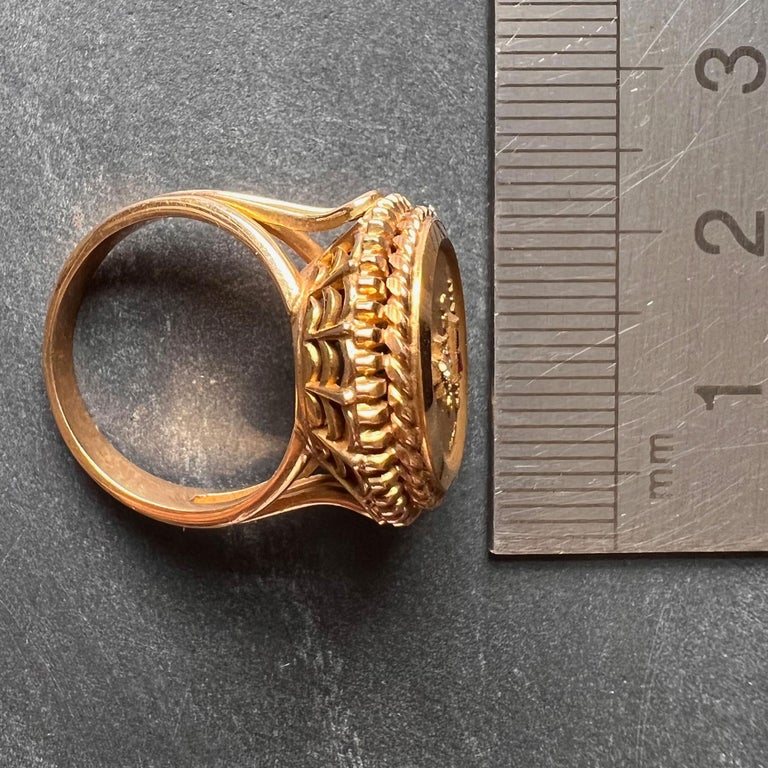 Augis French Plus Hier Ruby Diamond 18K Yellow Gold Love Token Ring For ...