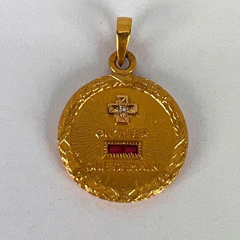 Augis French Plus Qu’Hier Ruby Diamond 18K Yellow Gold Love Charm ...