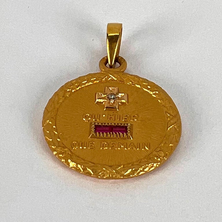 Augis French Plus Qu’Hier Ruby Diamond 18K Yellow Gold Love Charm ...