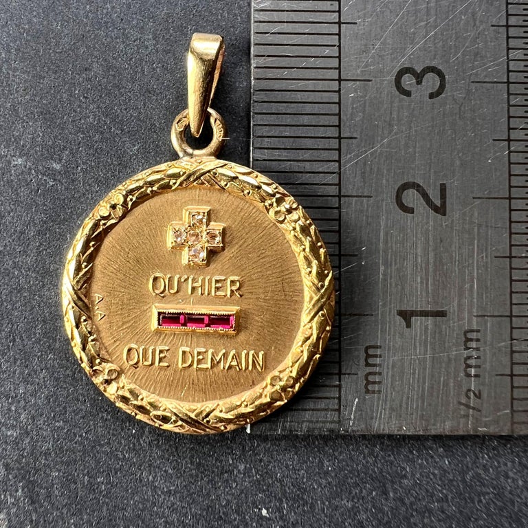 Augis French Plus Qu’hier Ruby Diamond 18K Yellow Gold Love Charm ...