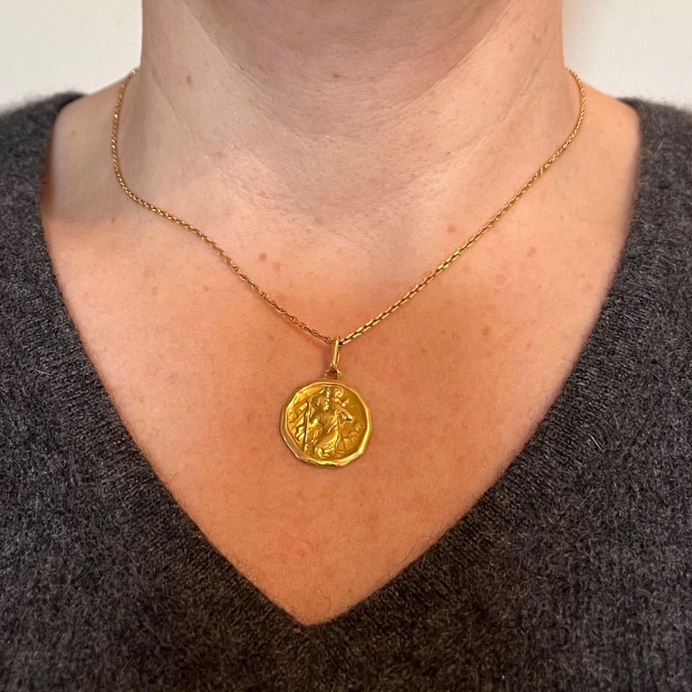 Augis French Saint Christopher Pendentif breloque en or jaune 18 carats ...